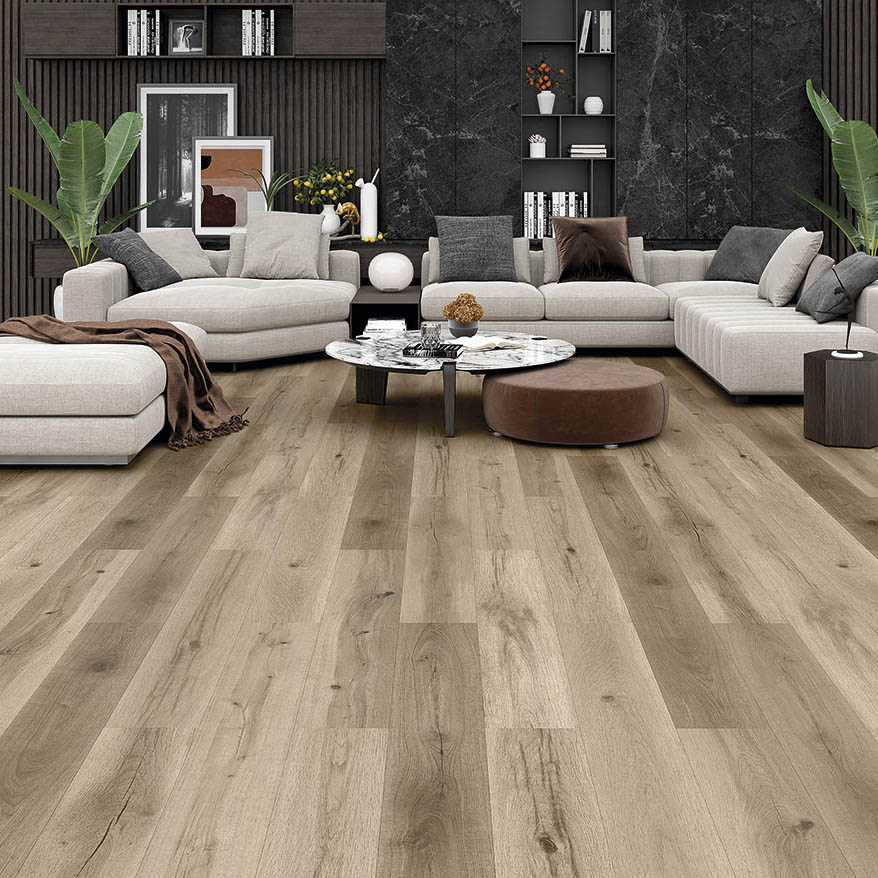 Modelo Roble Taiga con bisel Suelos Laminado AC5 de Intasa- Decobraz